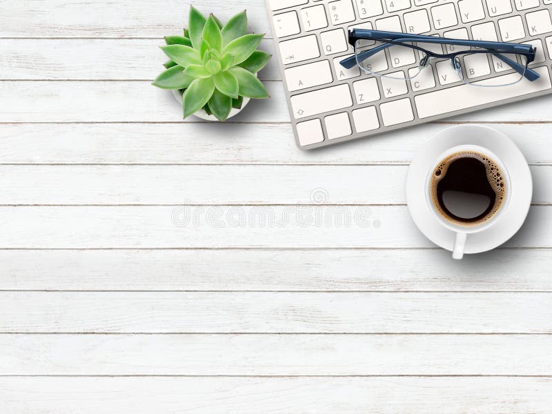 Top View Office Desk Table or Office Workplace. Flat Lay Business ...