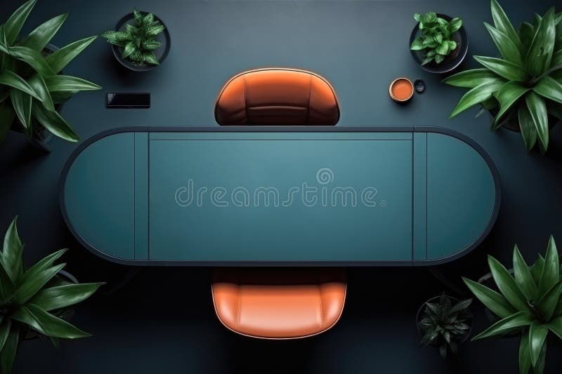 Top View Office Desk with Office Tools, Computer Laptop on Wood Table ...