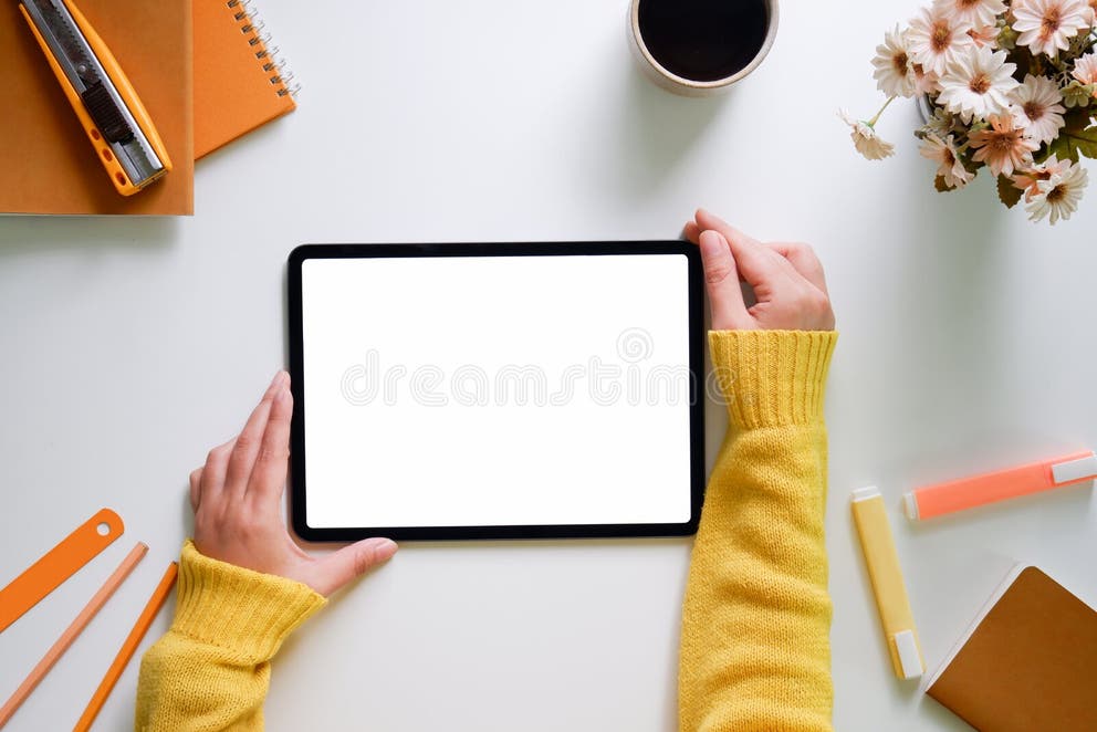 Top View Office Digital Tablet Hero Header Template Stock Image - Image ...