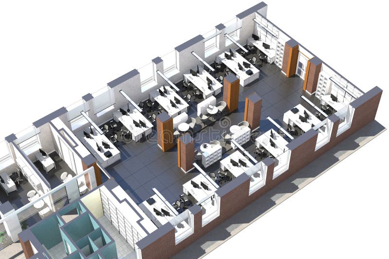 Top View of the Office Space Stock Illustration - Illustration of desk ...