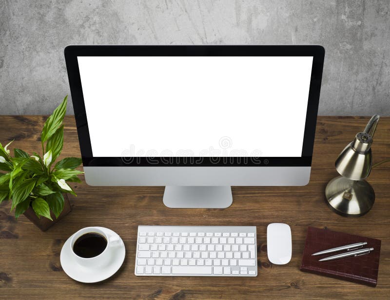 Top View of Office Desk with Paper, Stationery and Tablet Computer ...