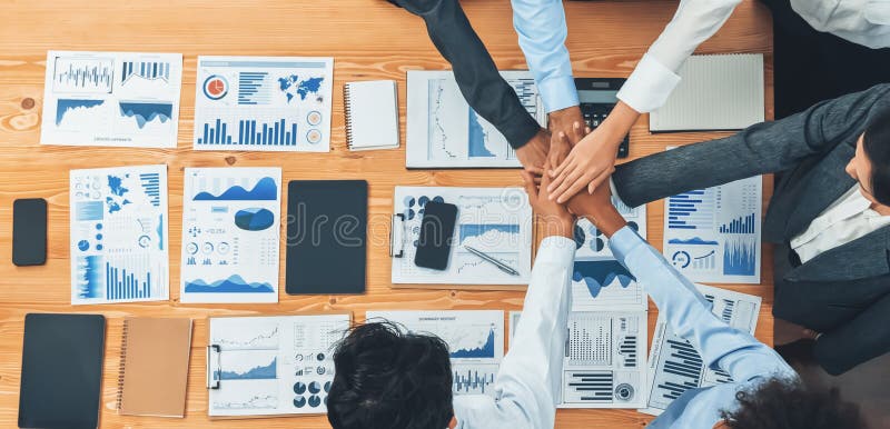 Top View Office Worker& X27;s Hand Stack Shows Solidarity in Workplace ...