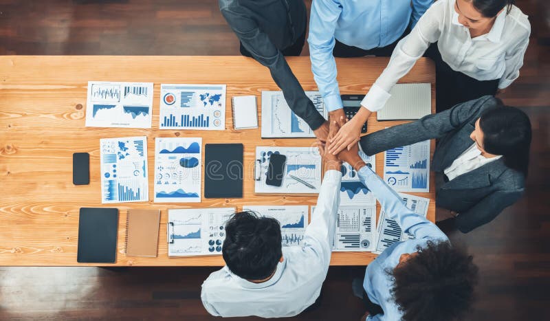 Top View Office Worker& X27;s Hand Stack Shows Solidarity in Workplace ...