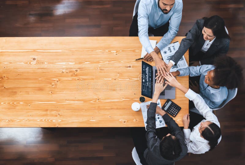 Top View Office Worker& X27;s Hand Stack Shows Solidarity in Workplace ...