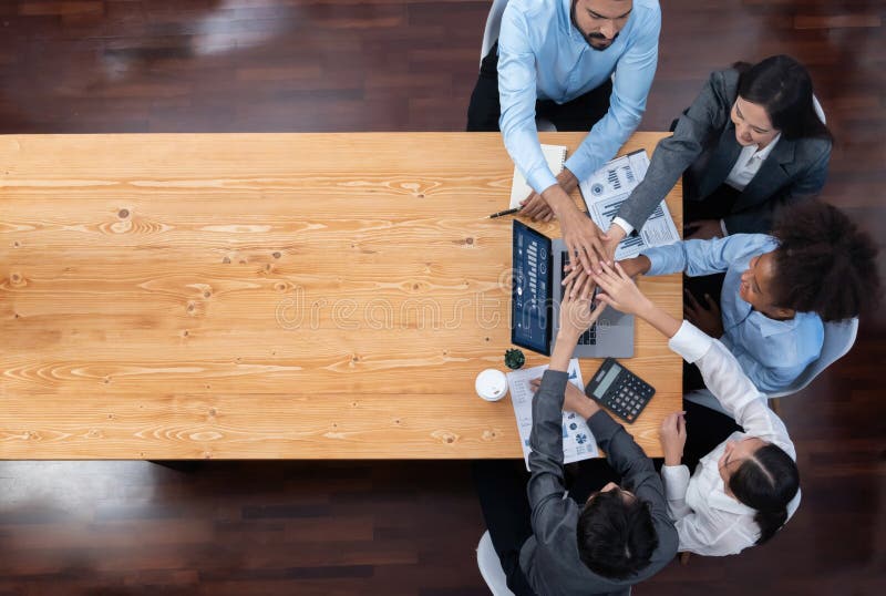 Top View Office Worker& X27;s Hand Stack Shows Solidarity in Workplace ...