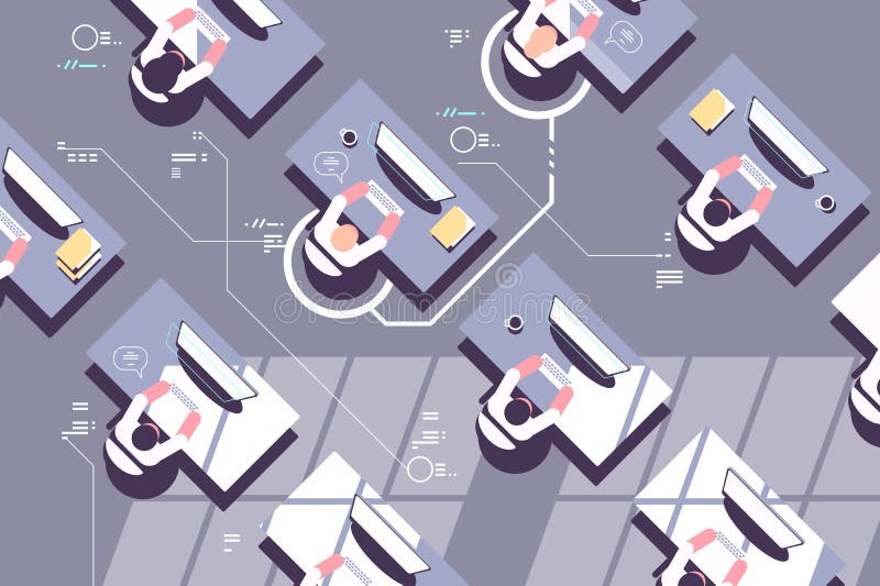 Top View of Office Workers in Workplace Stock Vector - Illustration of ...