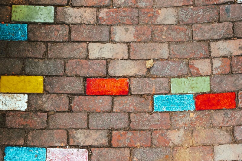 Top View of Old Beautiful Multicolor Bricks Paving Stones Footpath ...