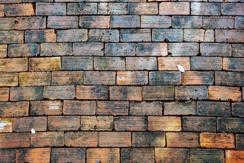 Top View of Old Bricks Paving Stones Footpath Pattern on Sidewalk ...