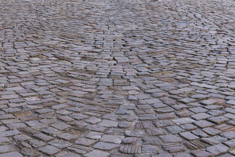 Top View of an Old Cobblestone Paved Road Stock Image - Image of block ...