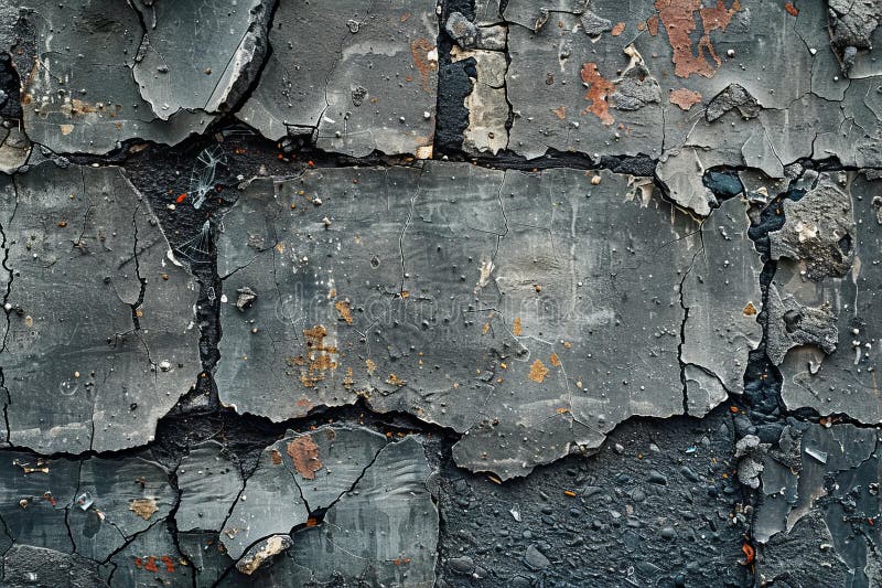 Top View of an Old Grey Concrete Floor with Large Run Down Street ...