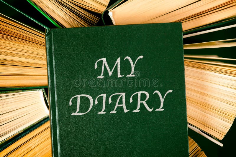 Top View of Old Hardcover Books with My Diary on Top Stock Image ...