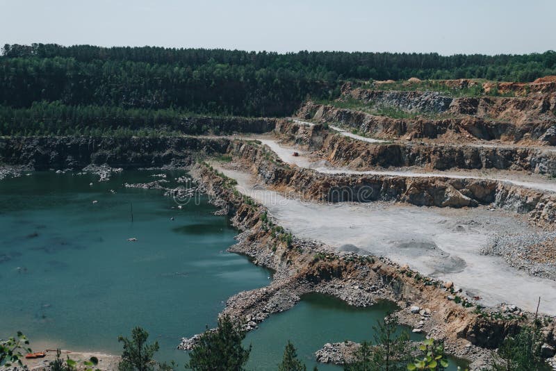 Top View on Old Quarry with Water Stock Image - Image of europe, green ...