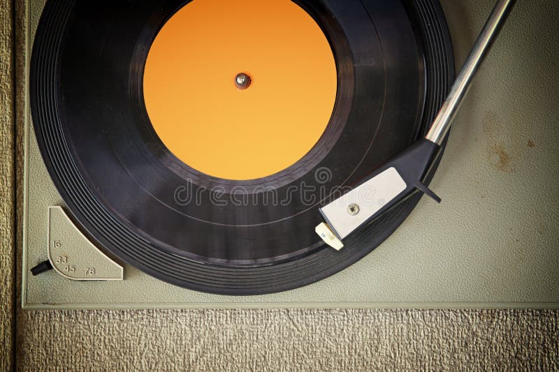 Top View of Old Record Player, Image is Retro Filtered Stock Photo ...