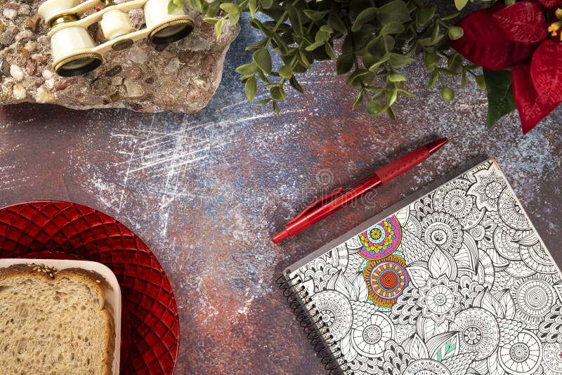 Top View of an Old Rusty Metal Desk Texture with Binoculars on a Stone ...