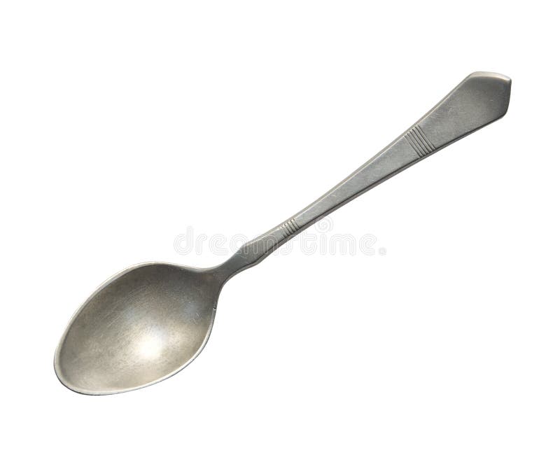 Top View of Old Silver Beautiful Tea Spoon Isolated on White Background ...