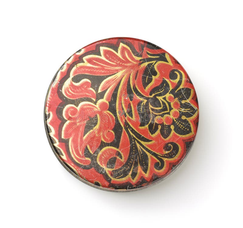 Top View of Old Tin Round Candy Box Stock Photo - Image of cover ...