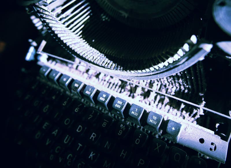 Top View of an Old Typewriter Stock Image - Image of blue, city: 158911621