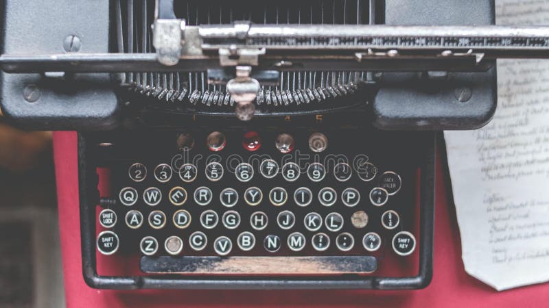 Top View of an Old Typing Machine with a Black Keyboard Stock Image ...