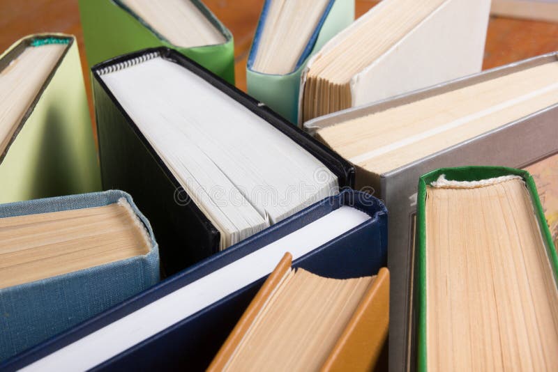 Top View of Old Used Colorful Hardback Books. Back To School. Stock ...