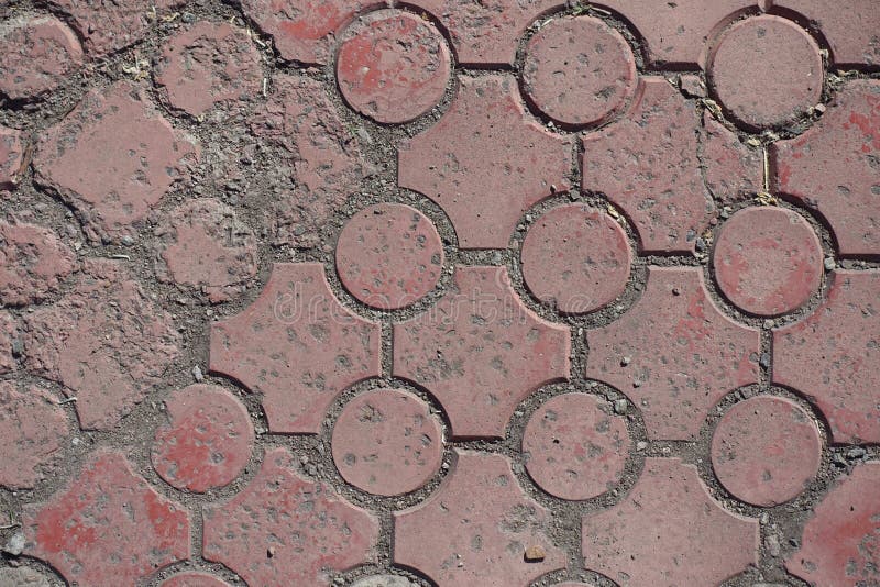 Top View of Weathered Red Concrete Pavers Stock Image - Image of joints ...