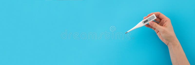 Top View of One Single Thermometer in Hand. Electronic Device for ...