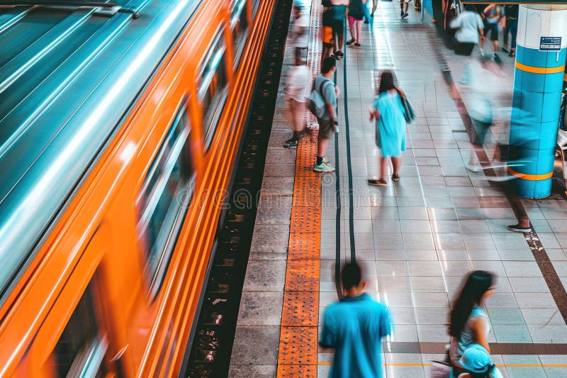 Top View of Open-air Train Stations with Moving Trains Stock Image ...