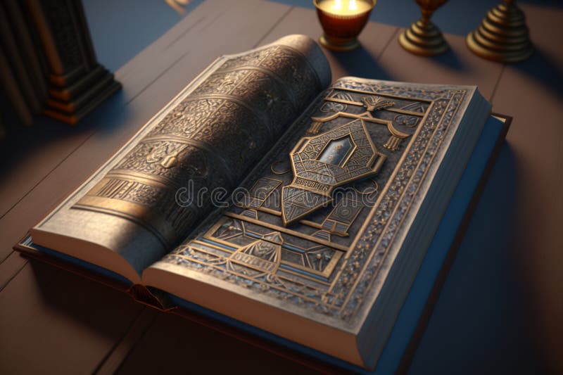 Top View of an Open Ancient Egyptian Book with Hieroglyphics ...