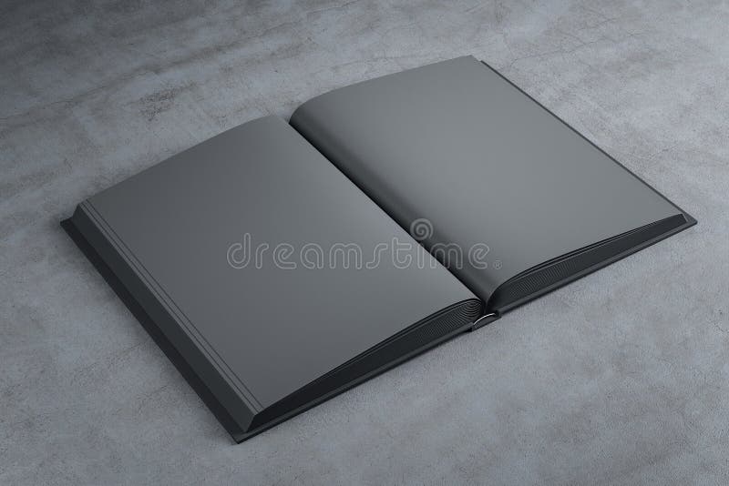 Top View of Open Black Book on Gray Table Stock Illustration ...