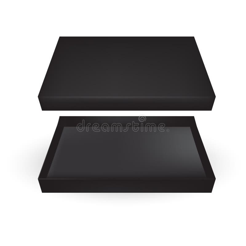 Top View of Open Thick Black Packaging Box with Cover Stock Vector ...