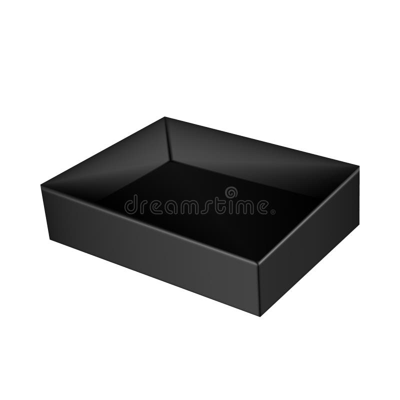 Top View of Open Thick Black Packaging Box with Cover Stock Vector ...