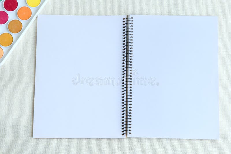 Top View of Open Blank Spiral-bound Notebook, Realistic Vector Mockup ...