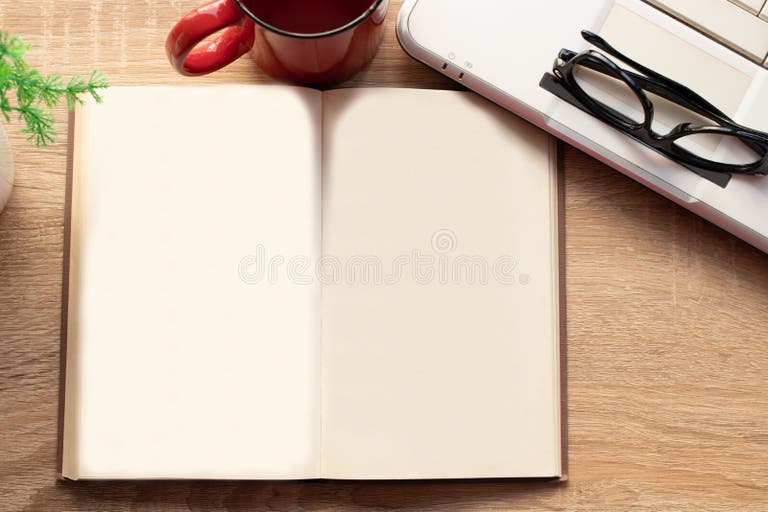 Top View of Open Book with Blank Sheets Stock Photo - Image of blank ...