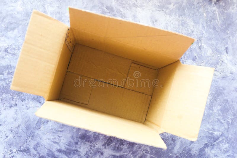 Top View of Open Empty Cardboard Box on Table. Stock Image - Image of ...