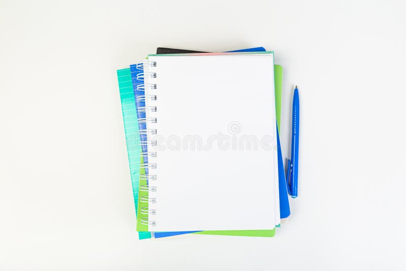 Top View of an Open Notebook with a Pencil on a Gray Background, School ... Top View of an Open Notebook with a Pencil on a Gray Background, School ...
