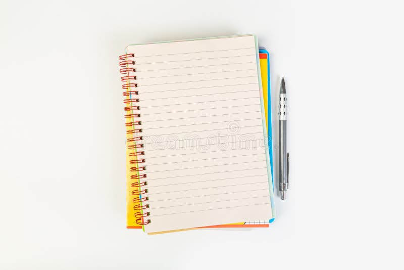 Top View of an Open Notebook with a Pencil on a Gray Background, School ...