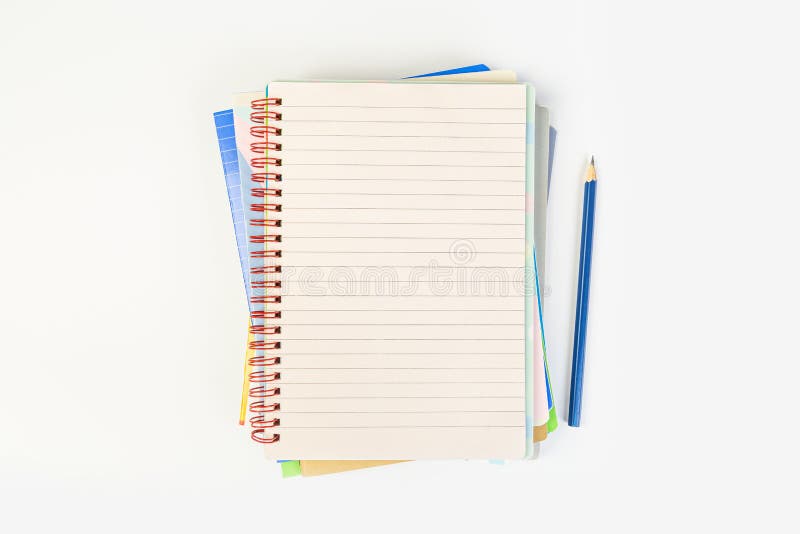 Top View of an Open Notebook with a Pencil on a Gray Background, School ...