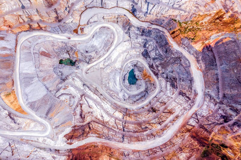 Top View of an Open Pit for Extraction of Gold Ore with Depth of 250 ...