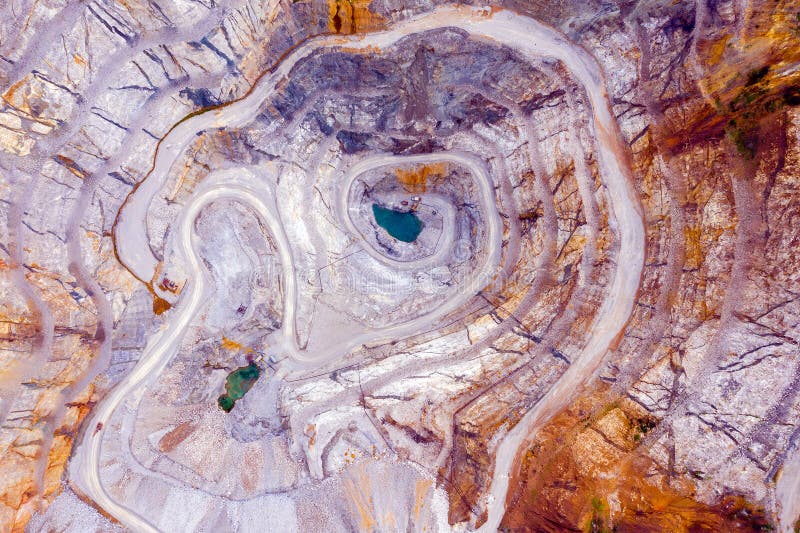 Top View of Open Pit for the Extraction of Gold Ore with Depth of 250 ...