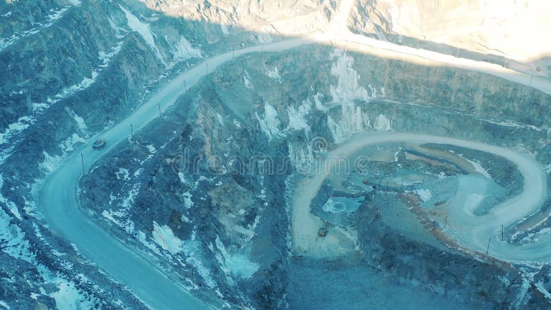 Top View of an Open-pit Mine with Transport in it Stock Video - Video ...