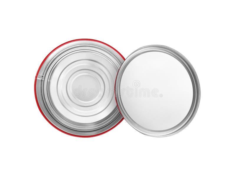 Top View of Open Round Metal Box Isolated on White Background Stock ...