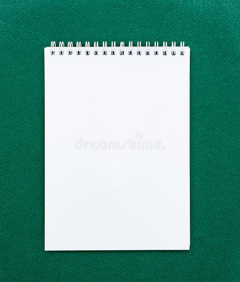Top View of a Open Spiral Notebook on Green Background Stock Image ...