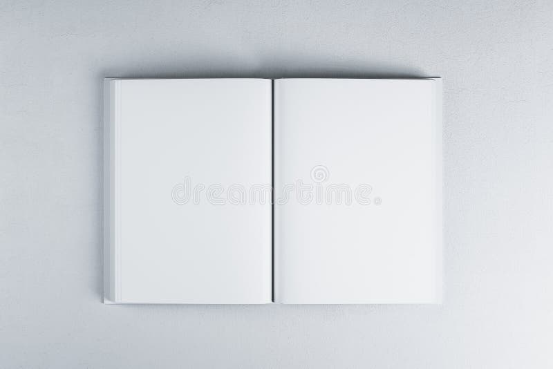 Top View of Open White Book on Gray Table Stock Illustration ...