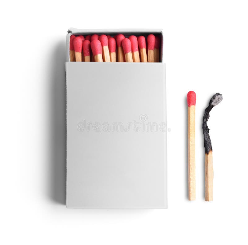 Red Matchbox Opened Isolated on White Background. Side View and Blank ...