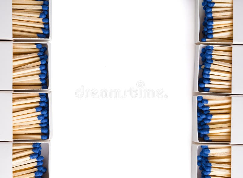 Opened Matchboxes on White with Clipping Path Shaped As a Frame Stock ...