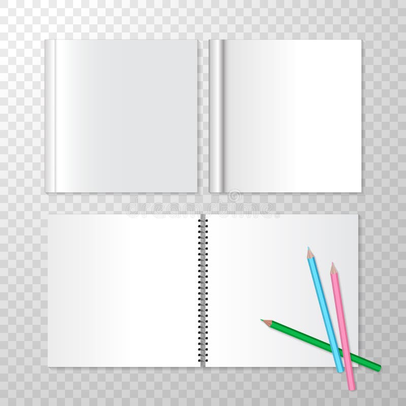 Top View Opened Notebooks on Spiral Bound and Square Closed Book with ...
