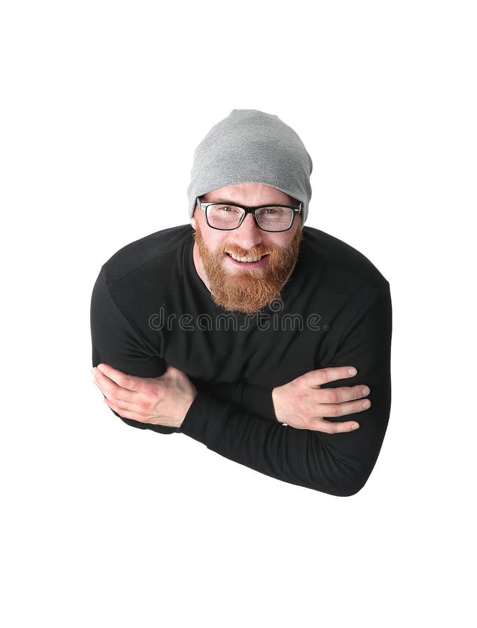 Top View. Optimistic Modern Man Looking at the Camera Stock Image ...
