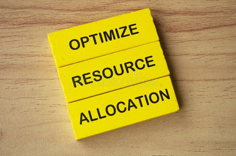 Top View of Optimize Resource Allocation Text on Yellow Wooden Blocks ...