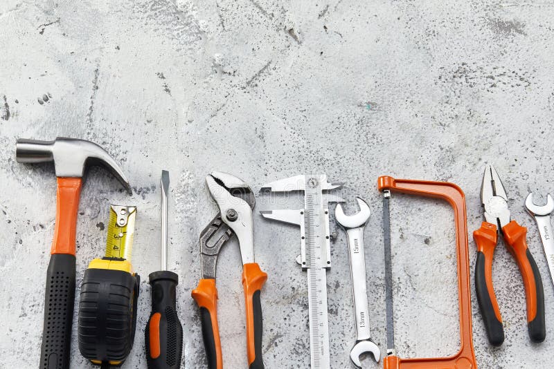 Top View of an Orange and Black Mechanic Hand Tool Set Stock Image ...