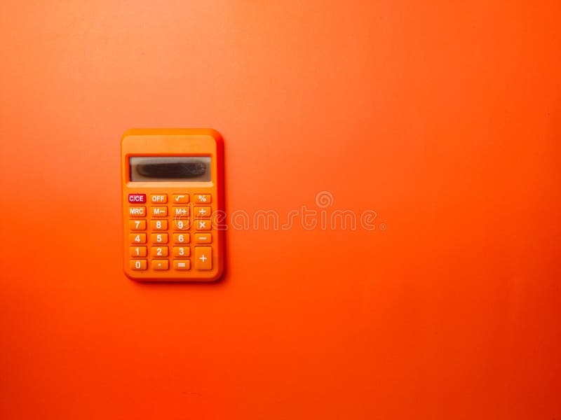 Top View Orange Calculator on a Orange Background Stock Photo - Image ...