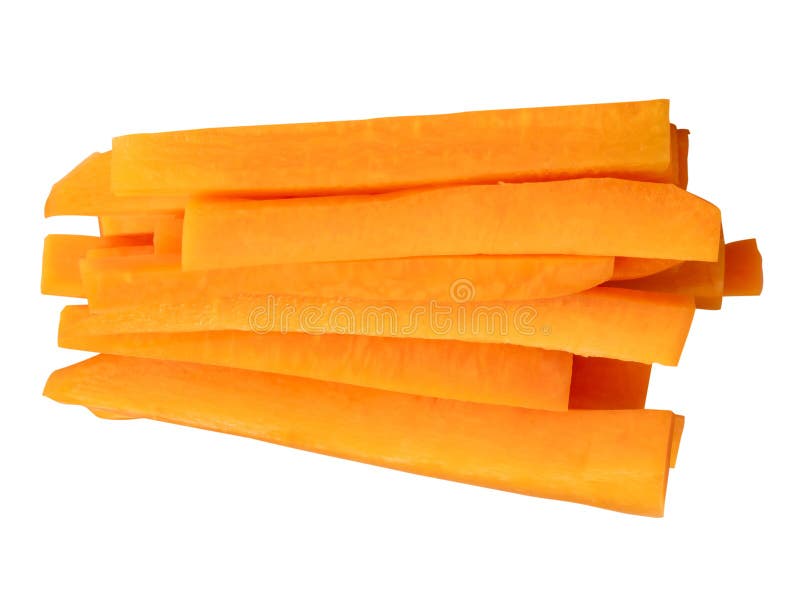 Top View of Orange Carrot Slices in Stick Shape in Stack Isolated on ...